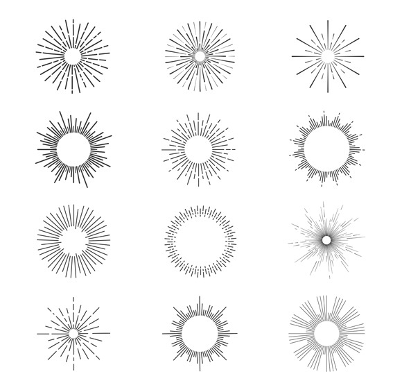 Sunburst Vector set, a Templates & Theme by Snipergraphics