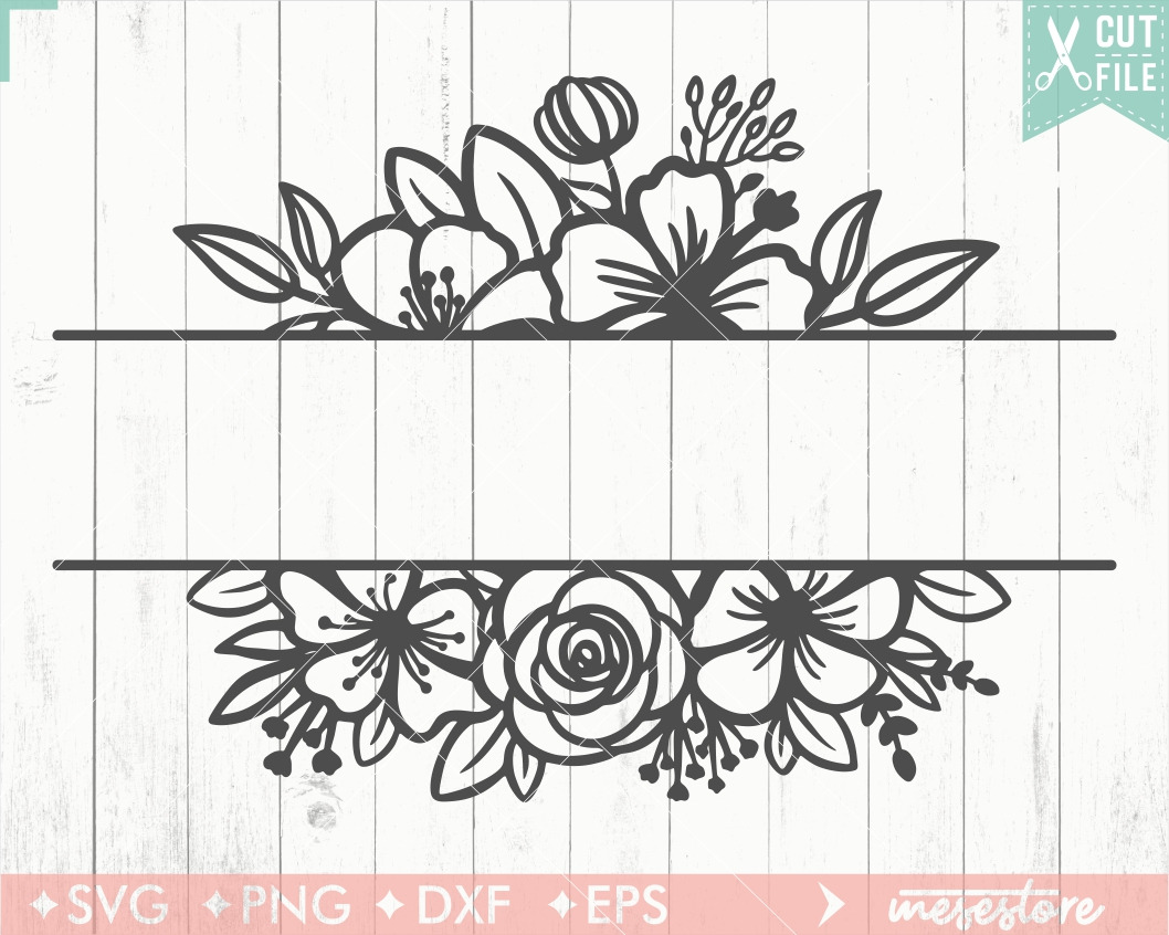 Split Floral Frame SVG, an Illustration by MeseStore | Creative Market