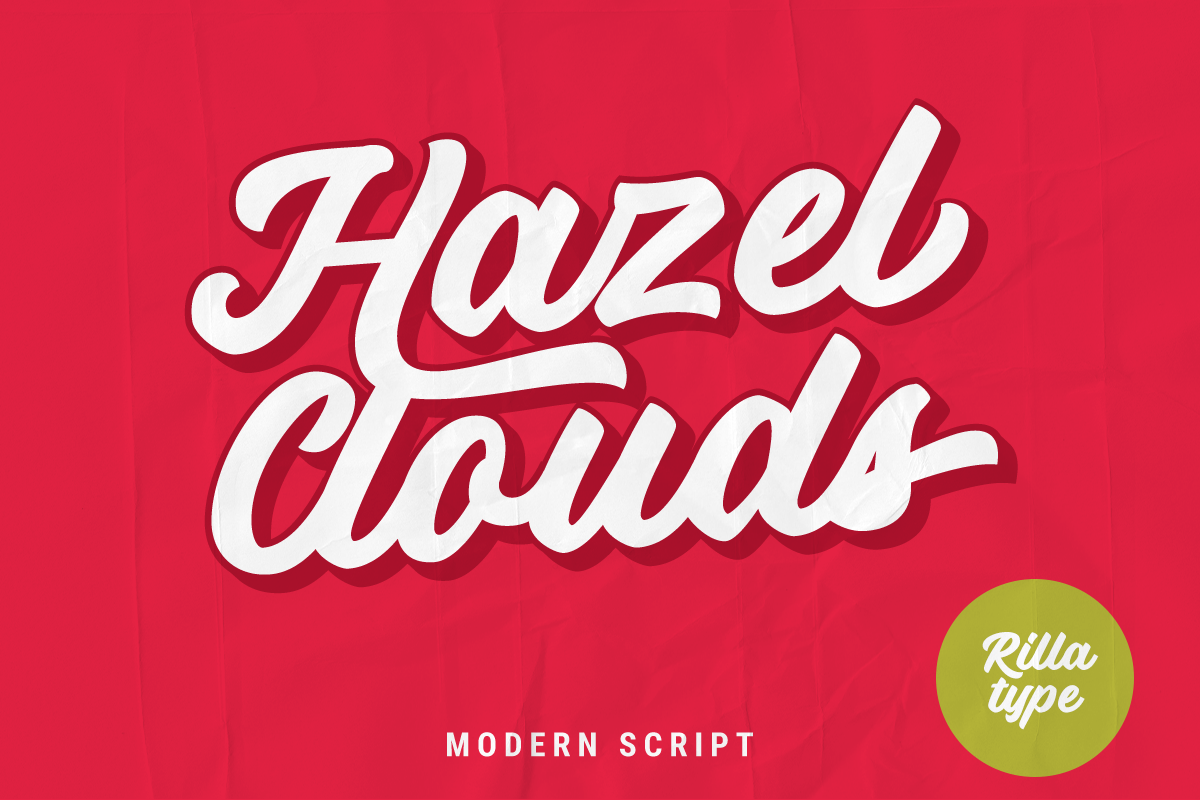 Hazel Clouds Modern Script, a Script Font by Rillatype