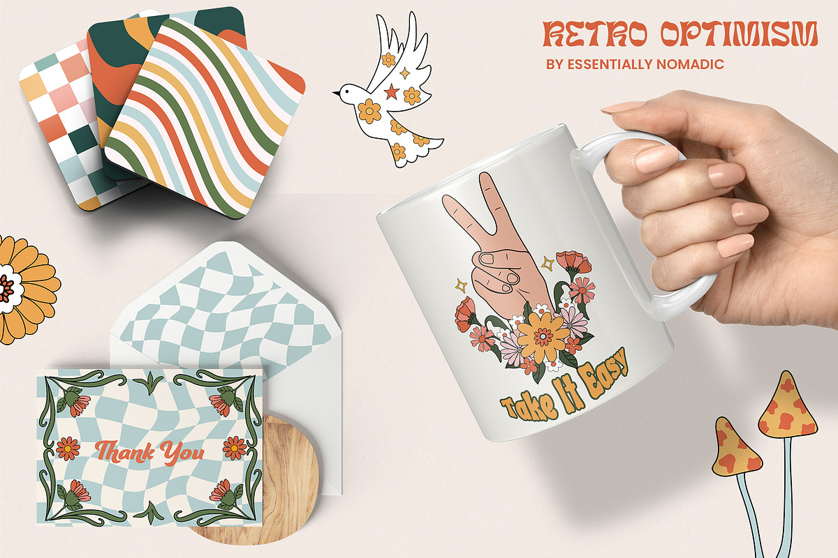 Retro Optimism Graphic Collection, an Illustration by Essentially Nomadic