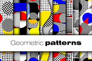 Geometric patterns in Mondrian Style.