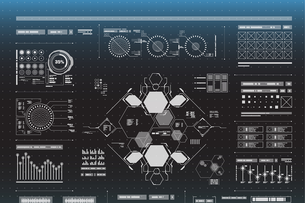 Set of Black and white HUD elements, an Object Graphic by Andrew_Derr