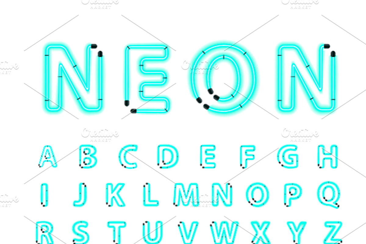 Bright realistic neon letters, an Object Graphic by BestPics