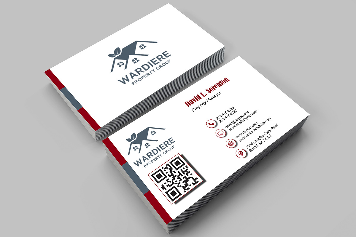 Double Contact Card PSD Template