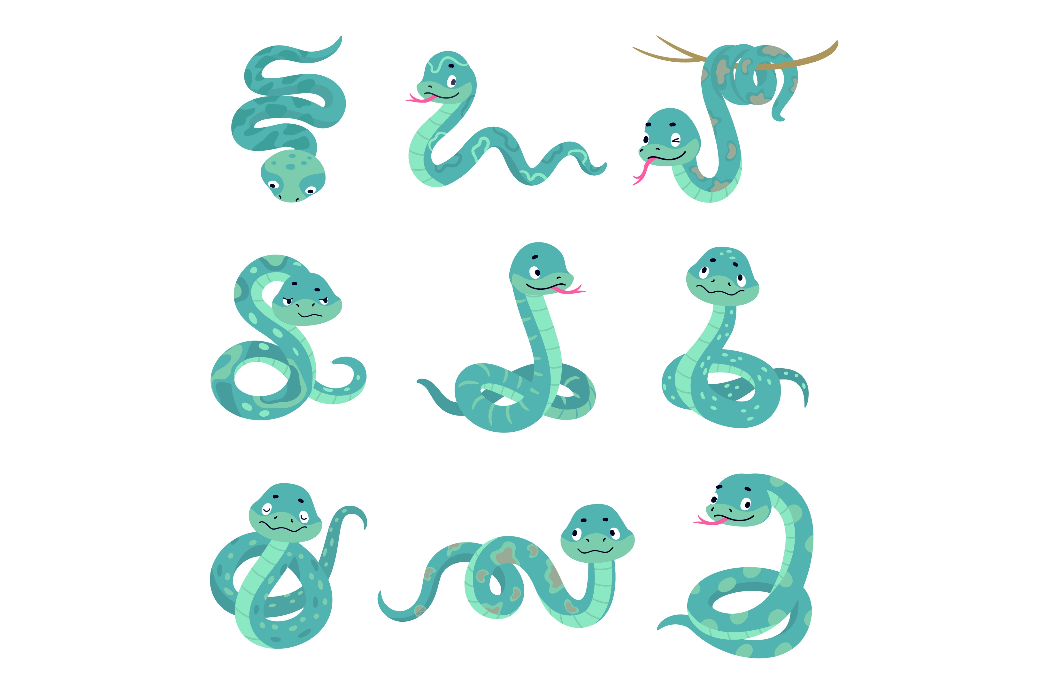 Cartoon snake. Funny snakes in, an Animal Illustration by Valerie Bodnar