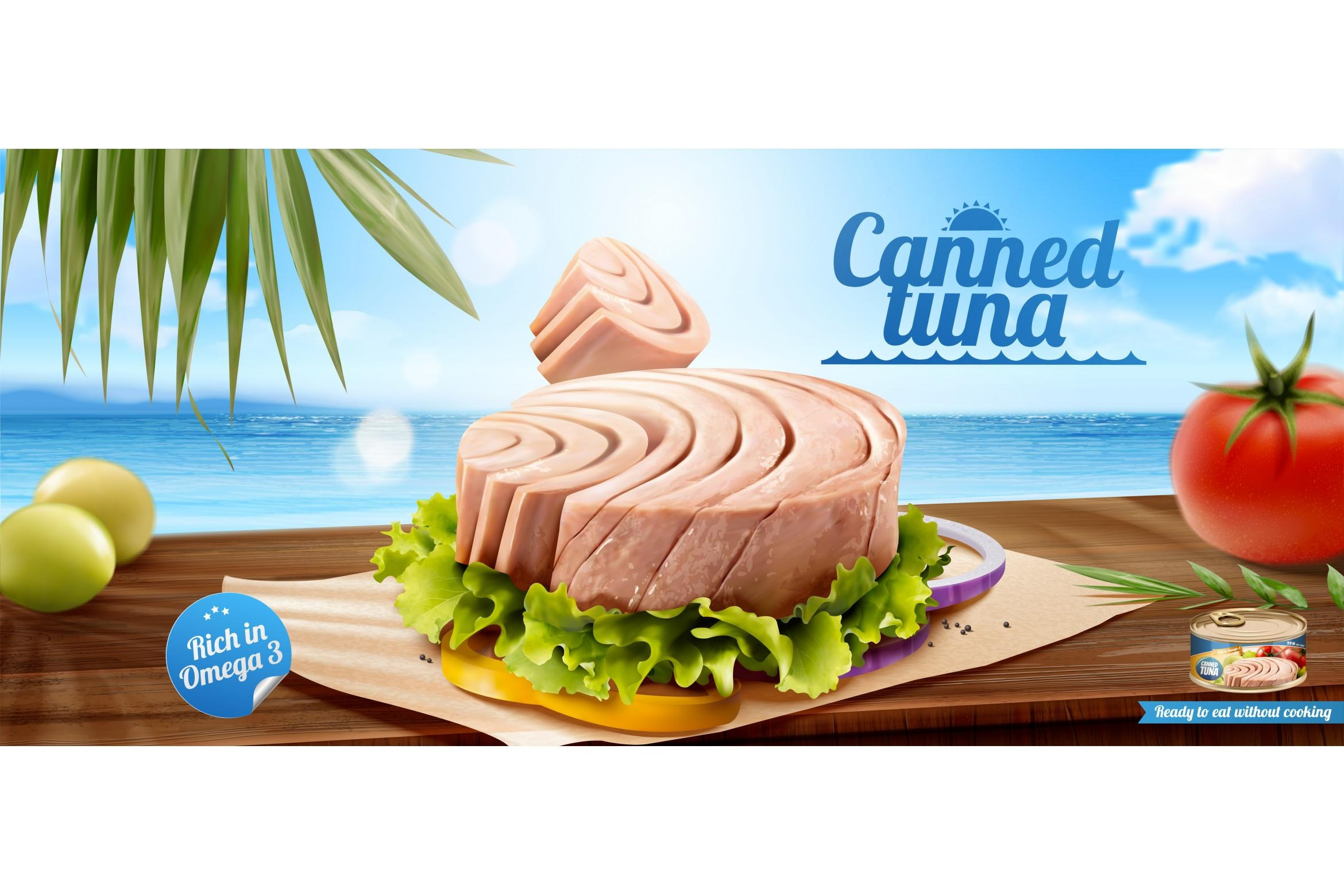 Canned tuna banner ads, a Food Illustration by TotallypicRF