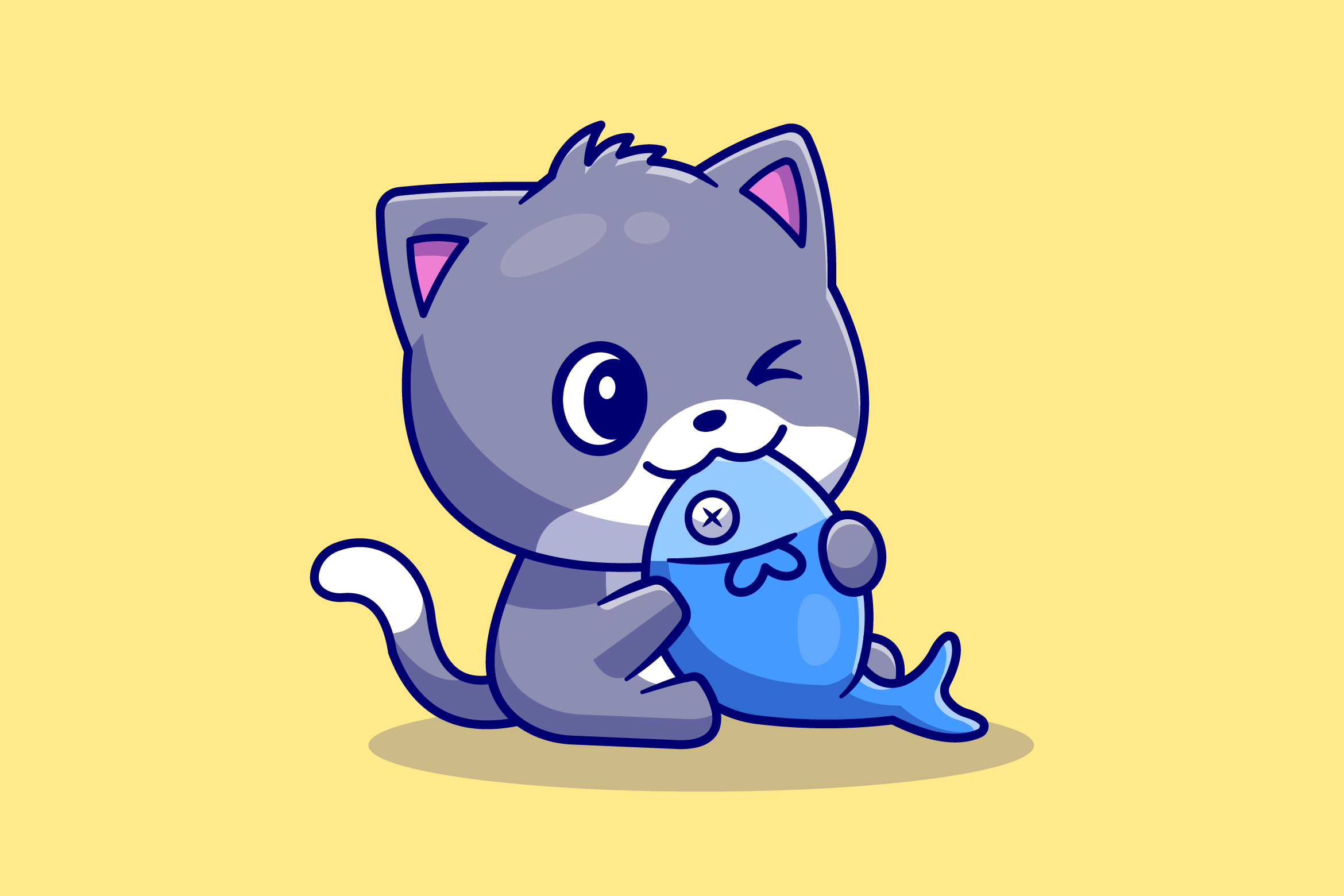 Cute Cat Eating Fish Cartoon, an Animal Illustration by Catalyst Labs ...