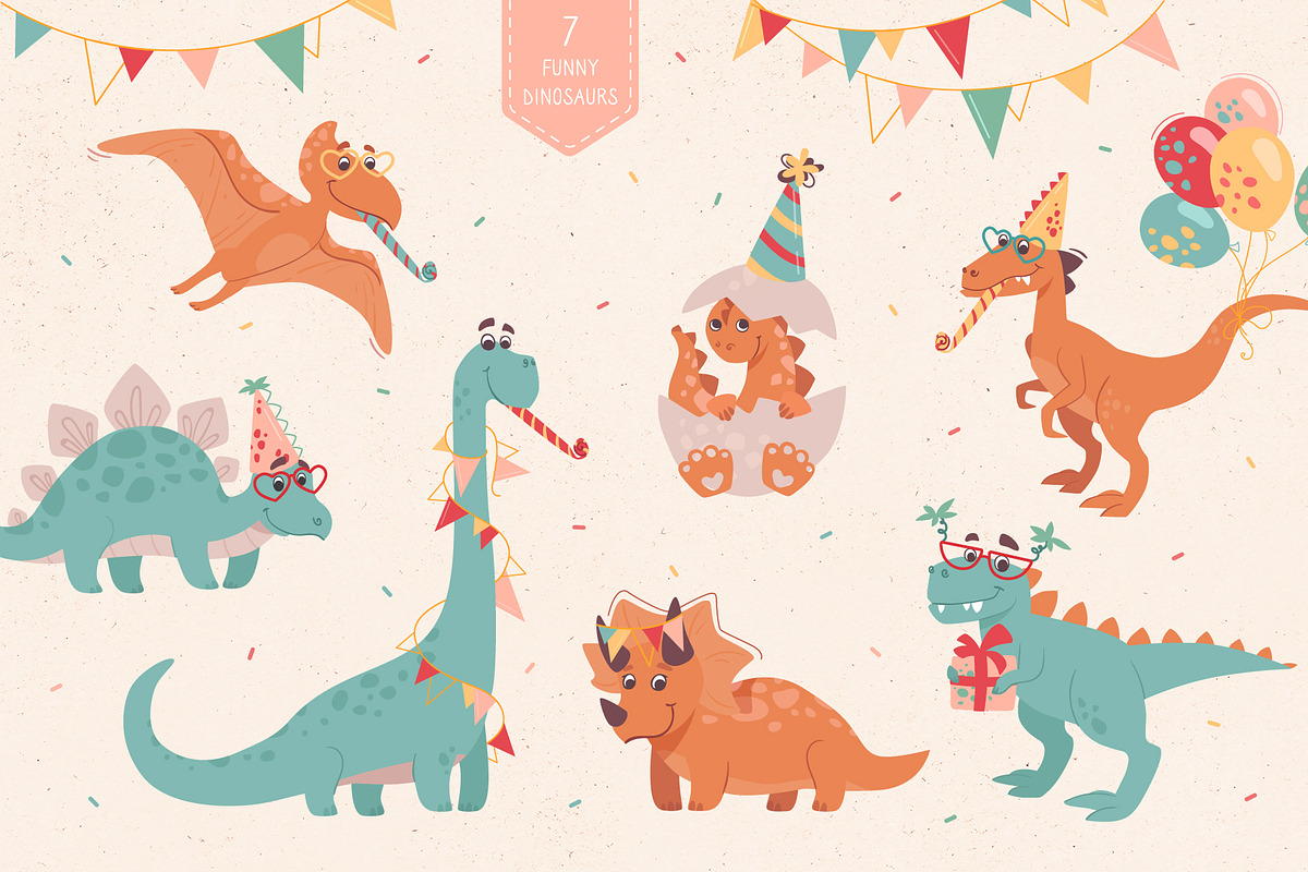 Dino party. Dinosaur birthday clipart