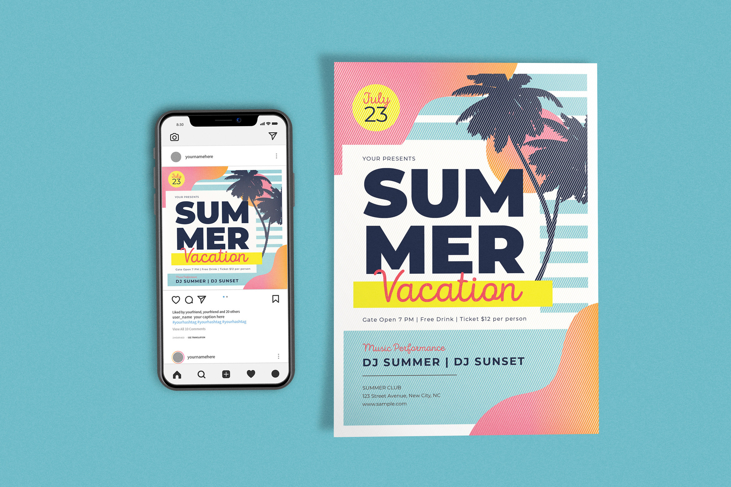 Summer Vacation Template Set | Creative Market
