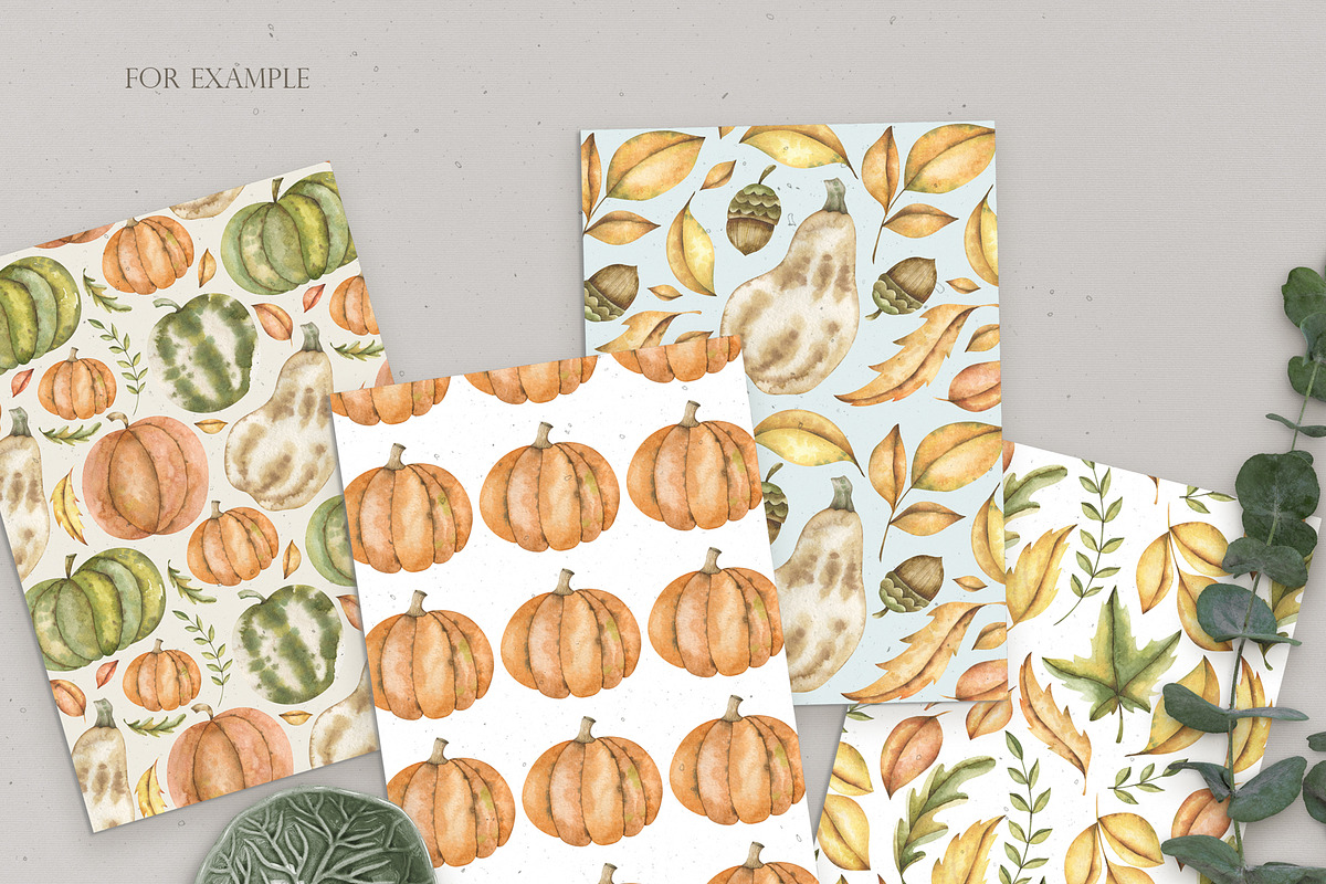 Watercolor Cute Thanksgiving Set