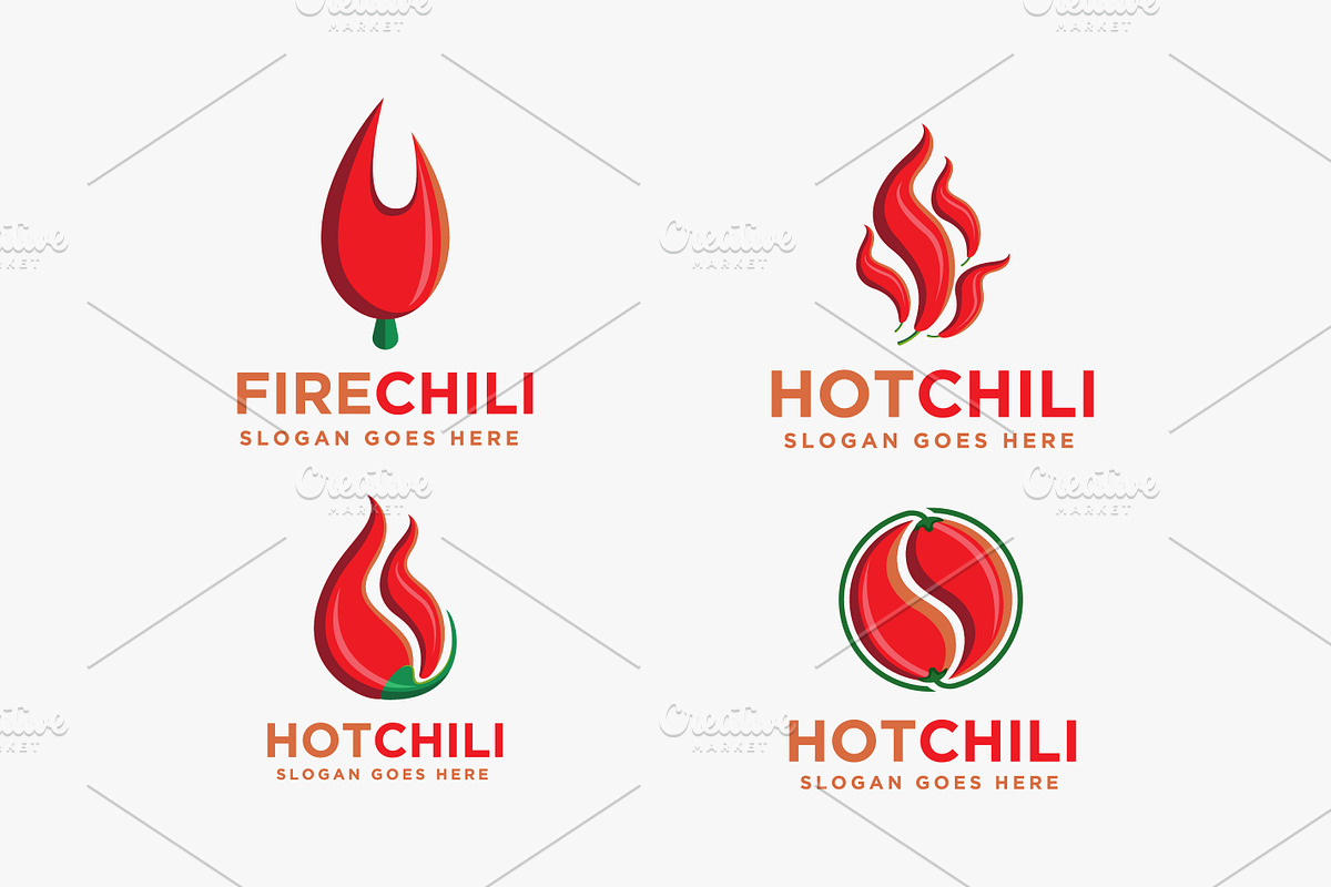 Set of Red chili logo vector, a Branding & Logo Template by DOMHOUZE