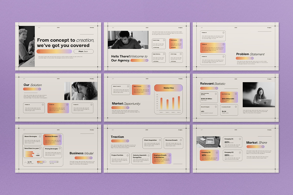 Cream Gradient Pitch Deck PPT, a Presentation Template by graphicook