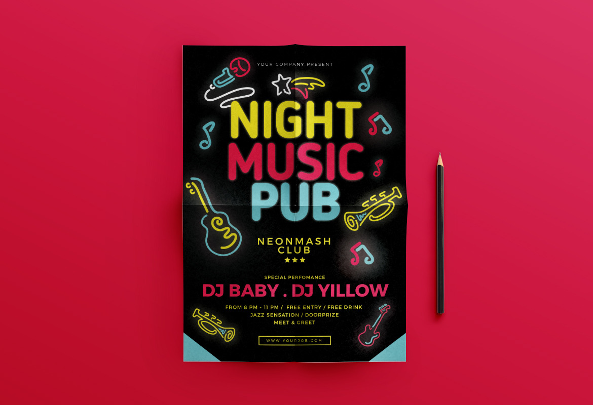 Night Music Pub Flyer, a Flyer Template by Tokosatsu
