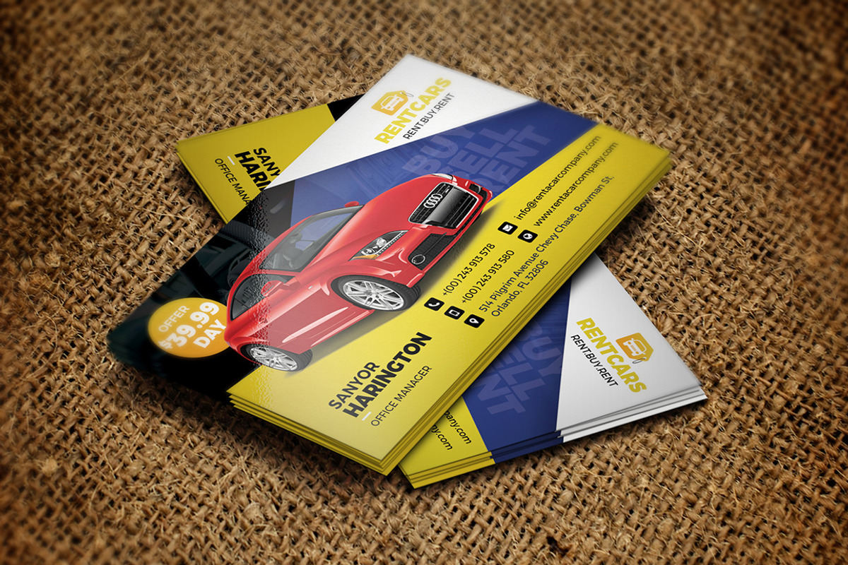 Rent A Car Business Card Template, a Business Card Template by ...