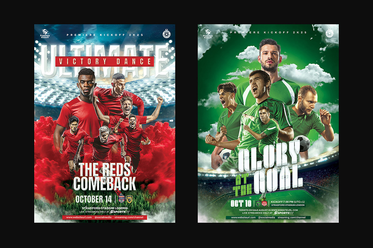 5 Football Poster Templates Bundle PSD