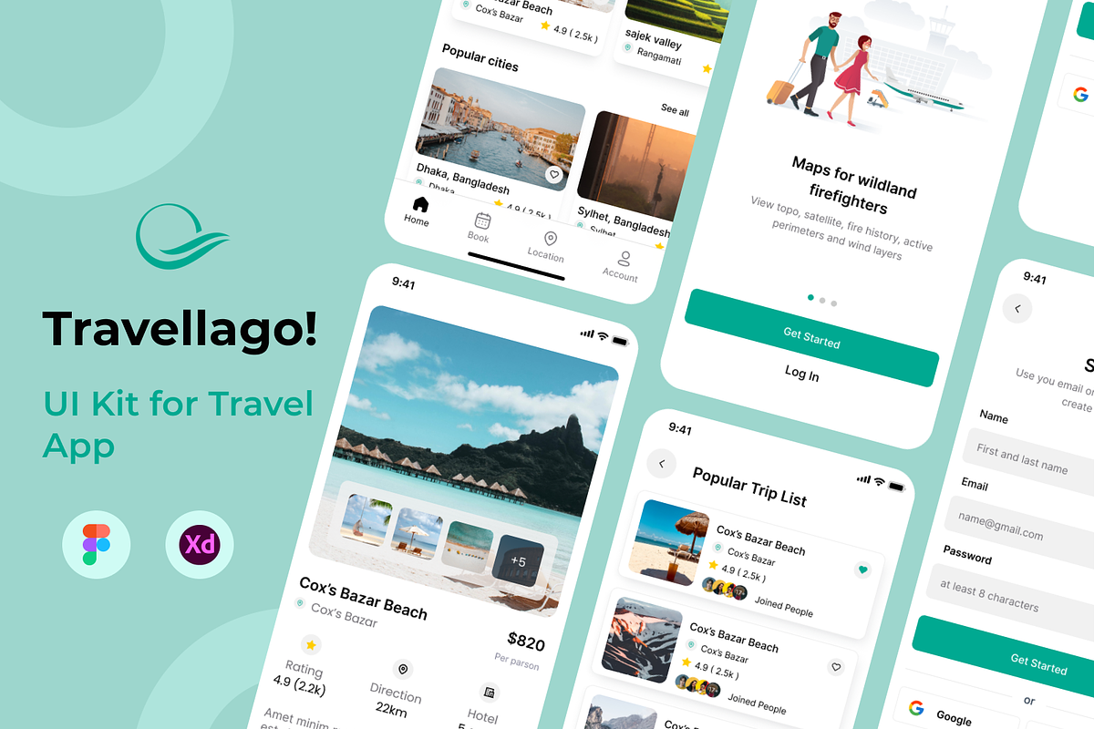 Travel App UI Kit, an App Template by Ahmed Rubel