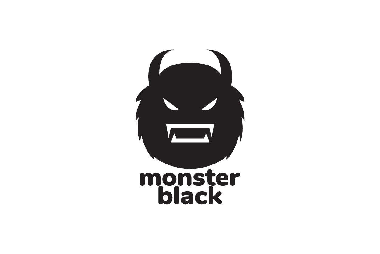 angry flat black monster logo