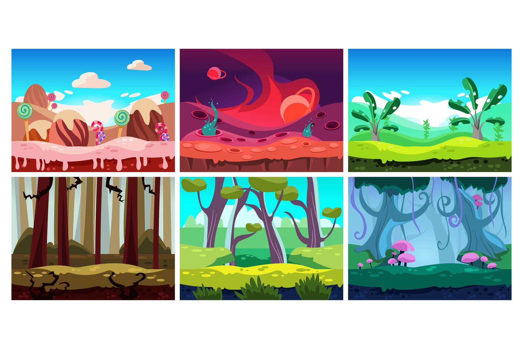 Flat vector set of 6 colorful, a Decorative Illustration by TopVectors