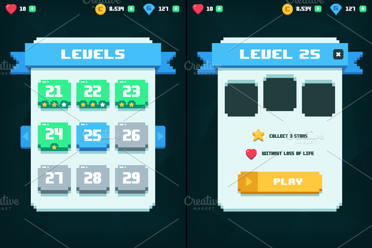 GUI for Low Poly Game, an Illustration by wowu