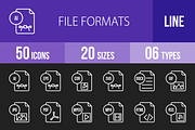 50 File Formats Line Inverted Icons, an Outline Icon by IconBunny
