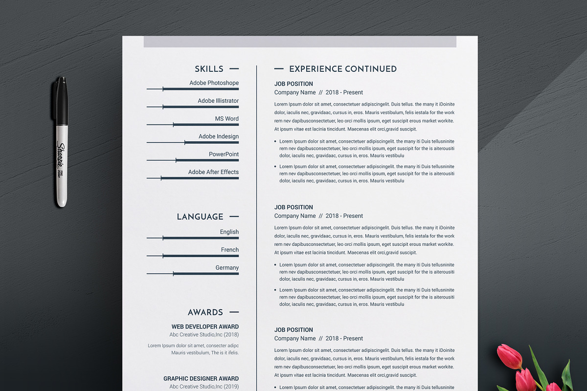 3 Pages Clean CV Template | MS Word, a Resume Template by ResumeInventor