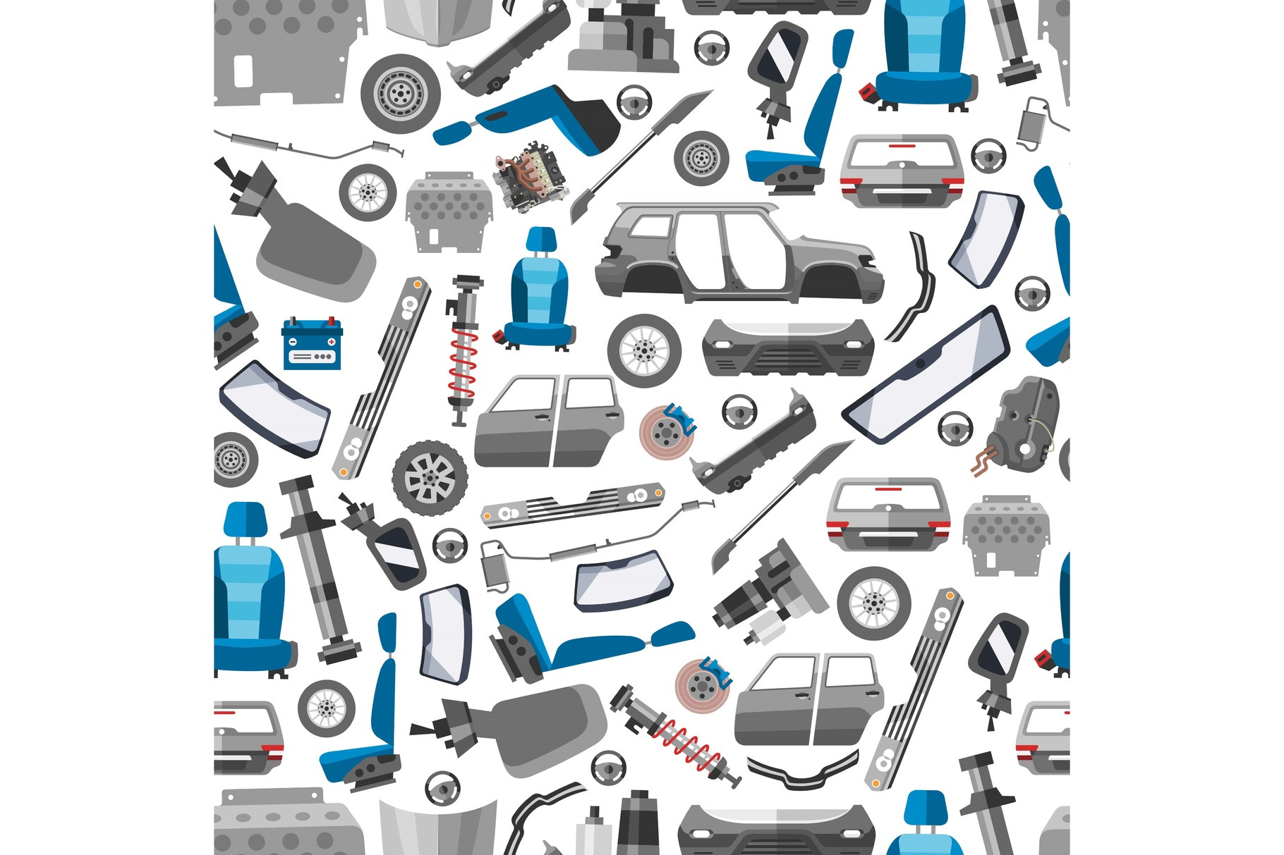 Car spares and auto parts seamless | Transportation Illustrations ...