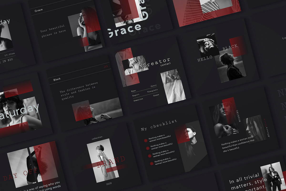 Black Instagram templates CANVA+PSD, a Social Media Template by Lafnaeri