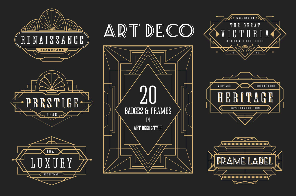 20 ArtDeco Badges & Frames, a Decorative Illustration by Raftel