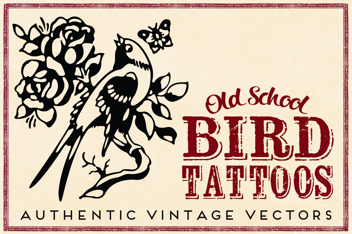 Tattoos 7 Retro Birds & Peacocks, an Illustration by Piddix Archives
