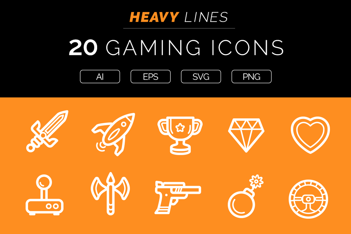 Heavy Lines – 20 Gaming Icons, an Outline Icon by Phoenix Studios