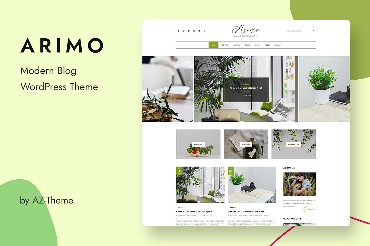 Modern Blog WordPress Theme - Arimo, a WordPress Template by AZ-Theme