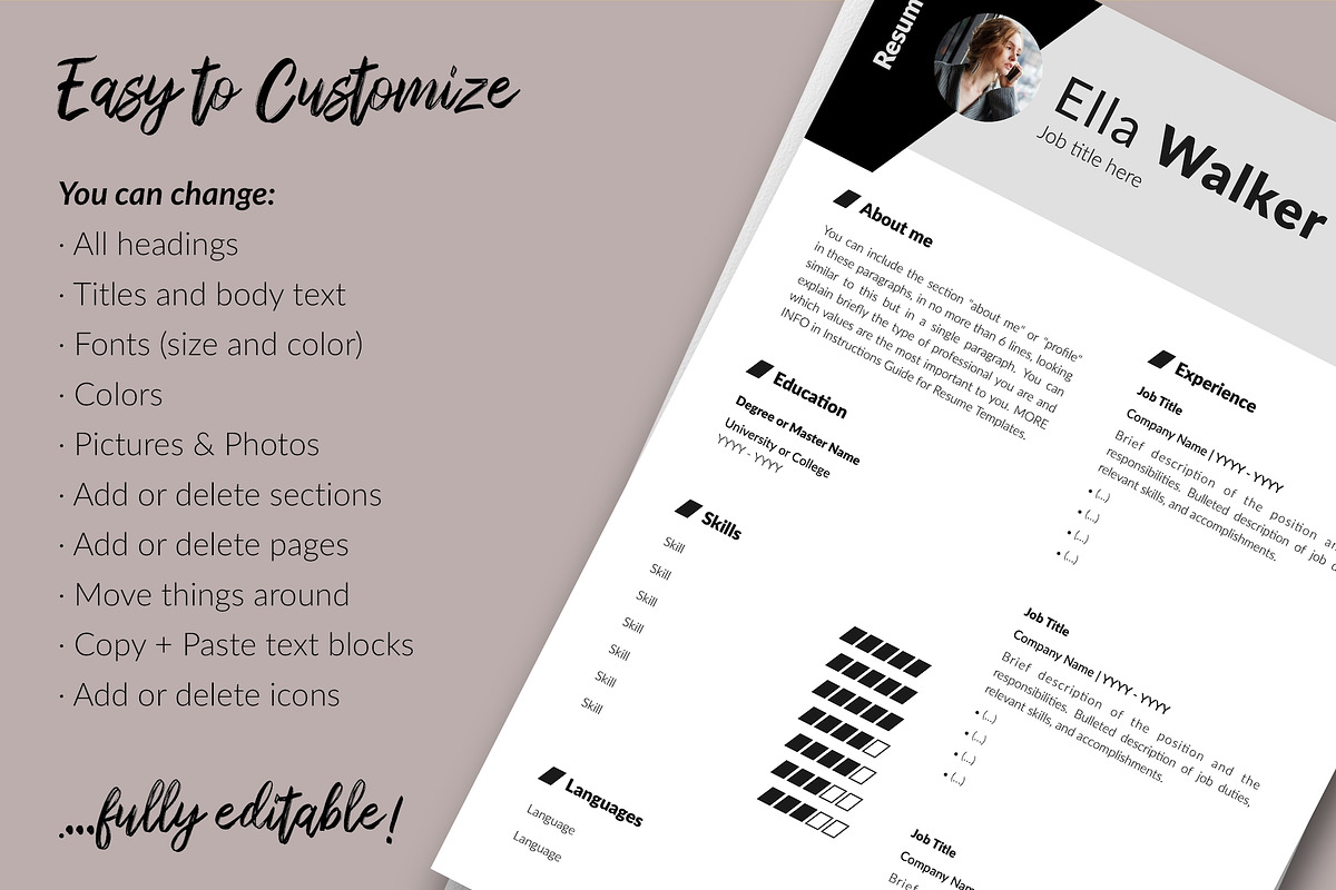 Creative Resume Bundle / CV - Ella