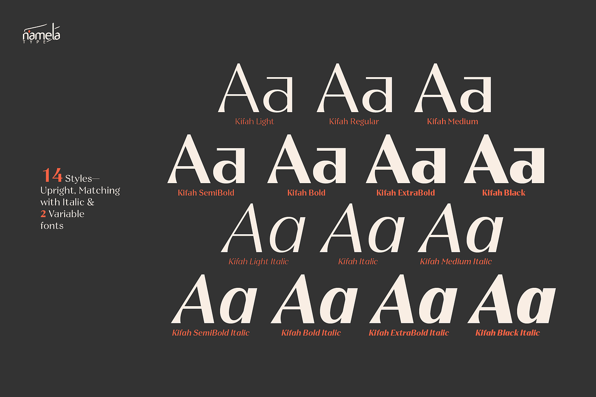 Kifah, A Stylish Contrast Sans Font