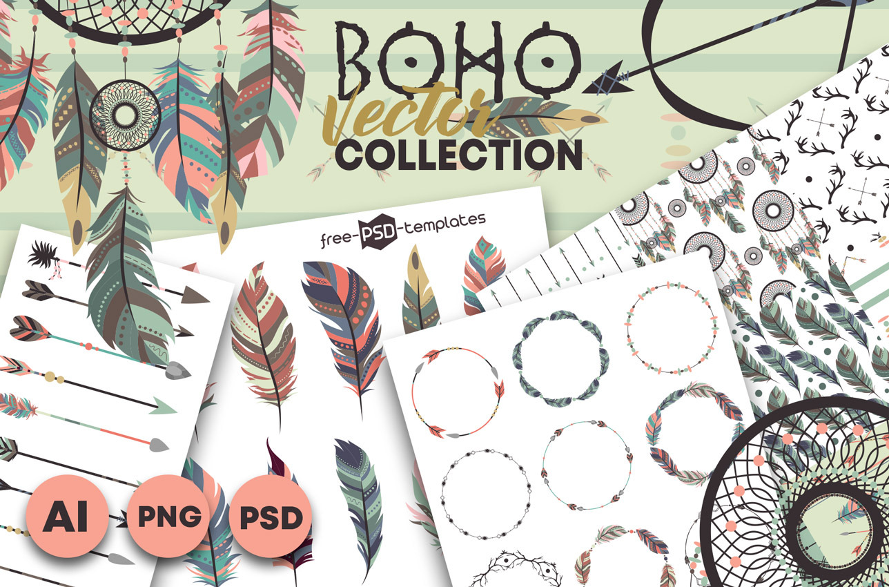 Boho Vector Collection, an Object Graphic by Free-PSD-Templates