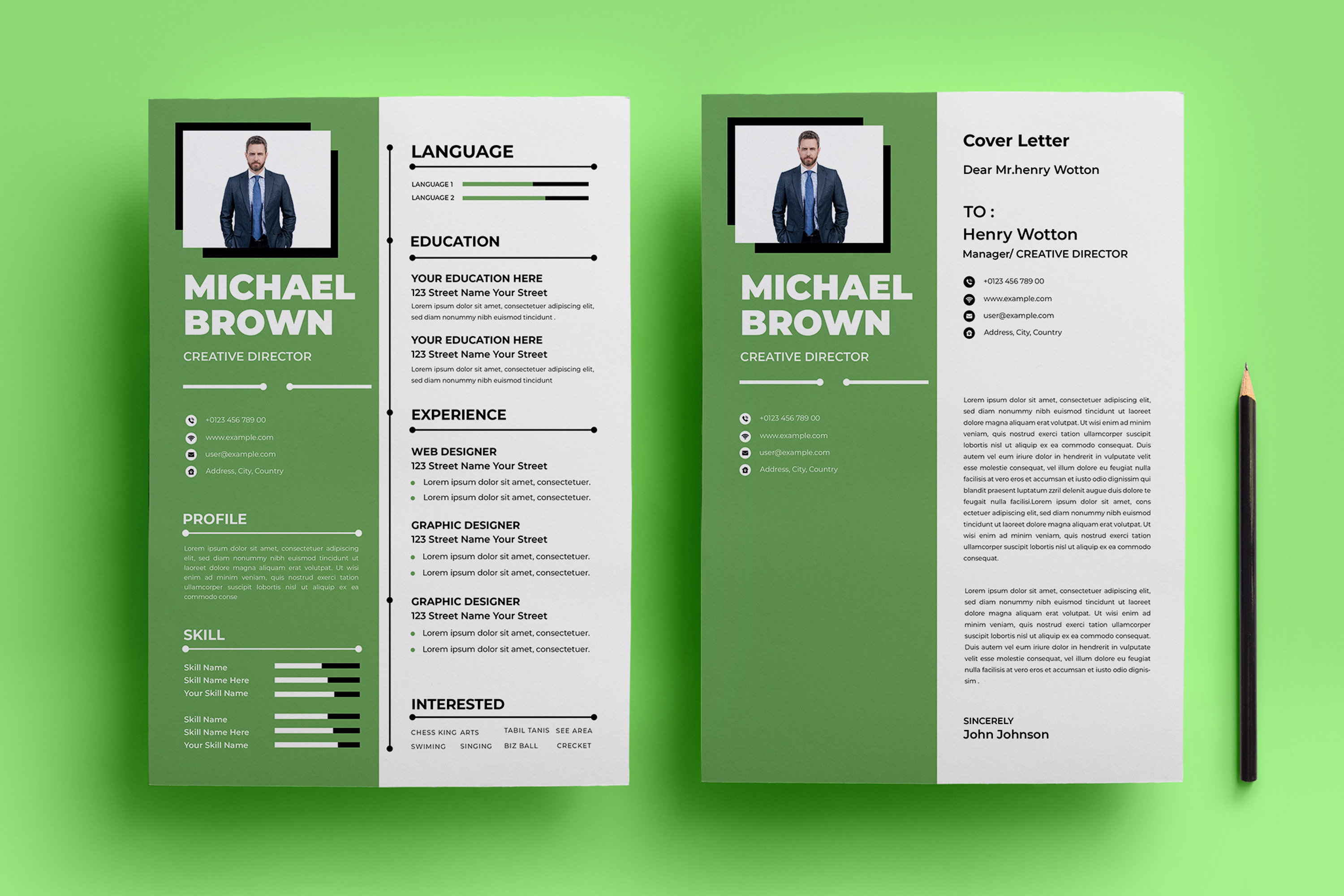 Green Resume Design Template