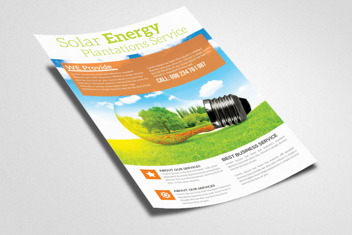 Solar Panel Energy Service Flyers, a Flyer Template by Psd Templates