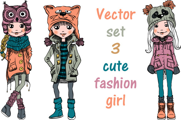 Vector set fashion girls, a Person Illustration by kavalenkava