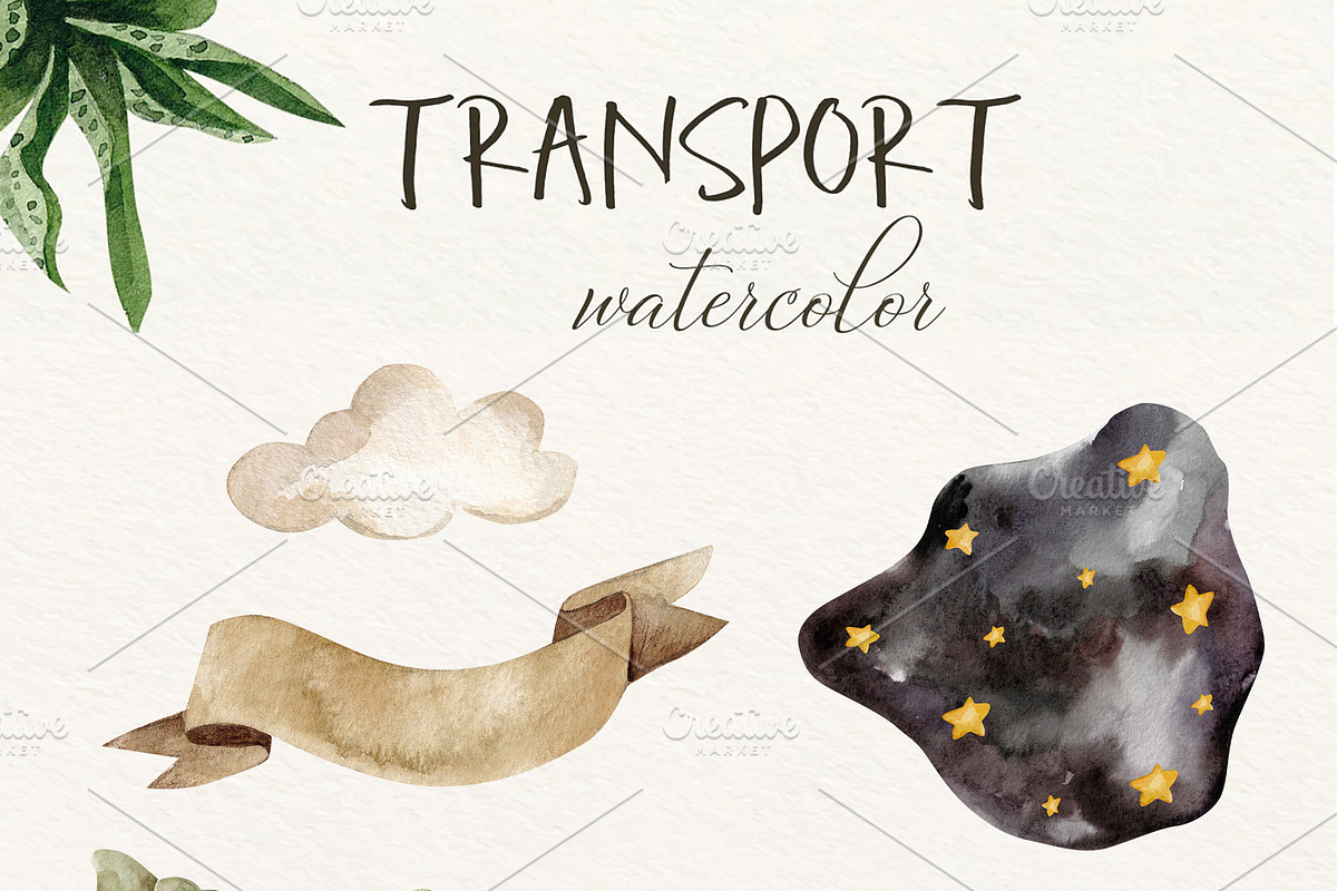Watercolor Transport Clipart, a Decorative Illustration by MolinArtStudio