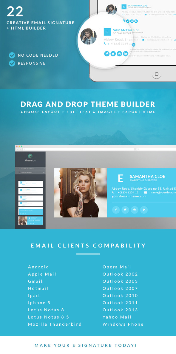Responsive Email Signature + Builder, an Email Template by NancyS ...