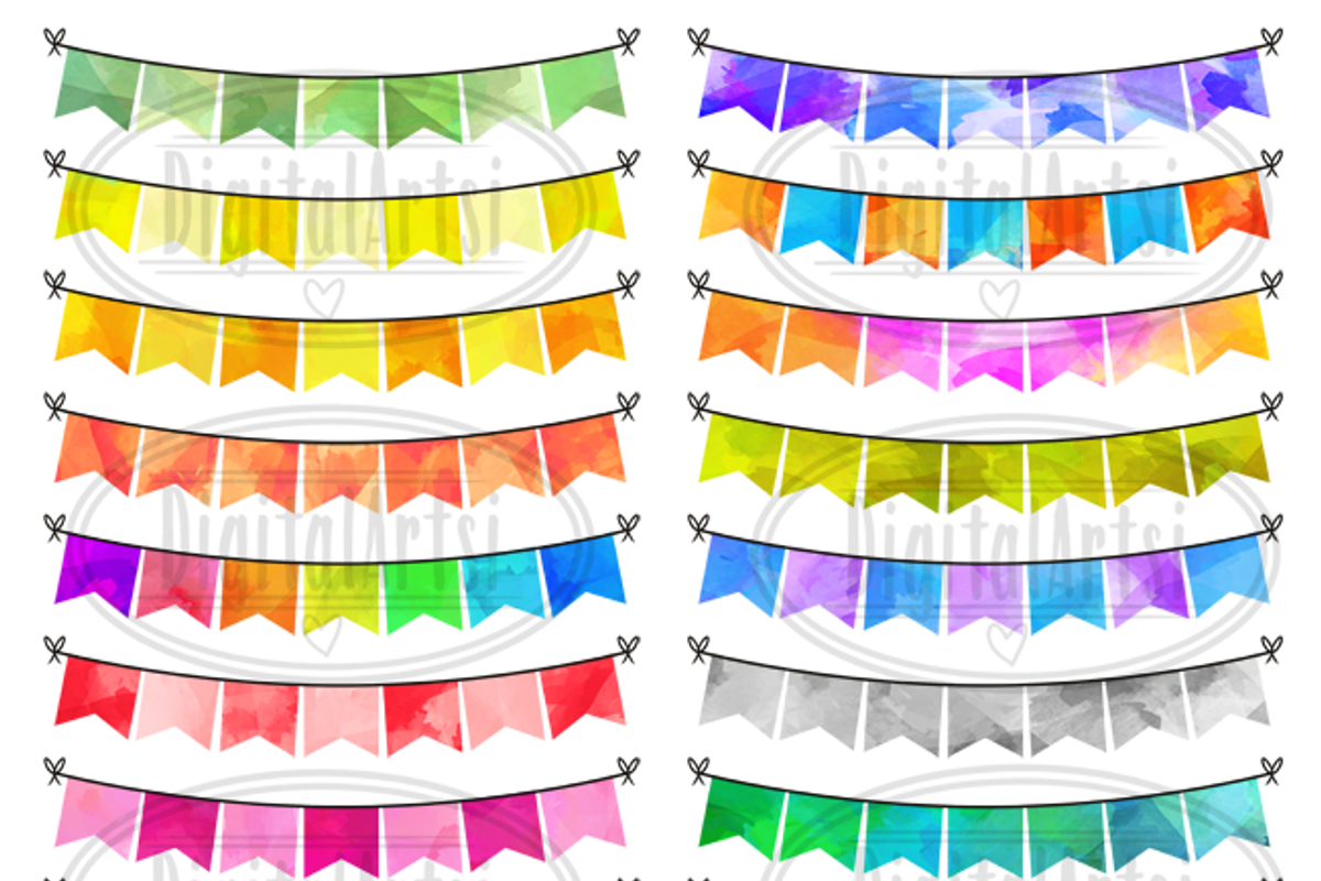 Watercolor Bunting Clipart, a Seasonal Illustration by DigitalArtsi