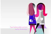 Two Fashionable Women (2 options), a Person Illustration by danjazzia