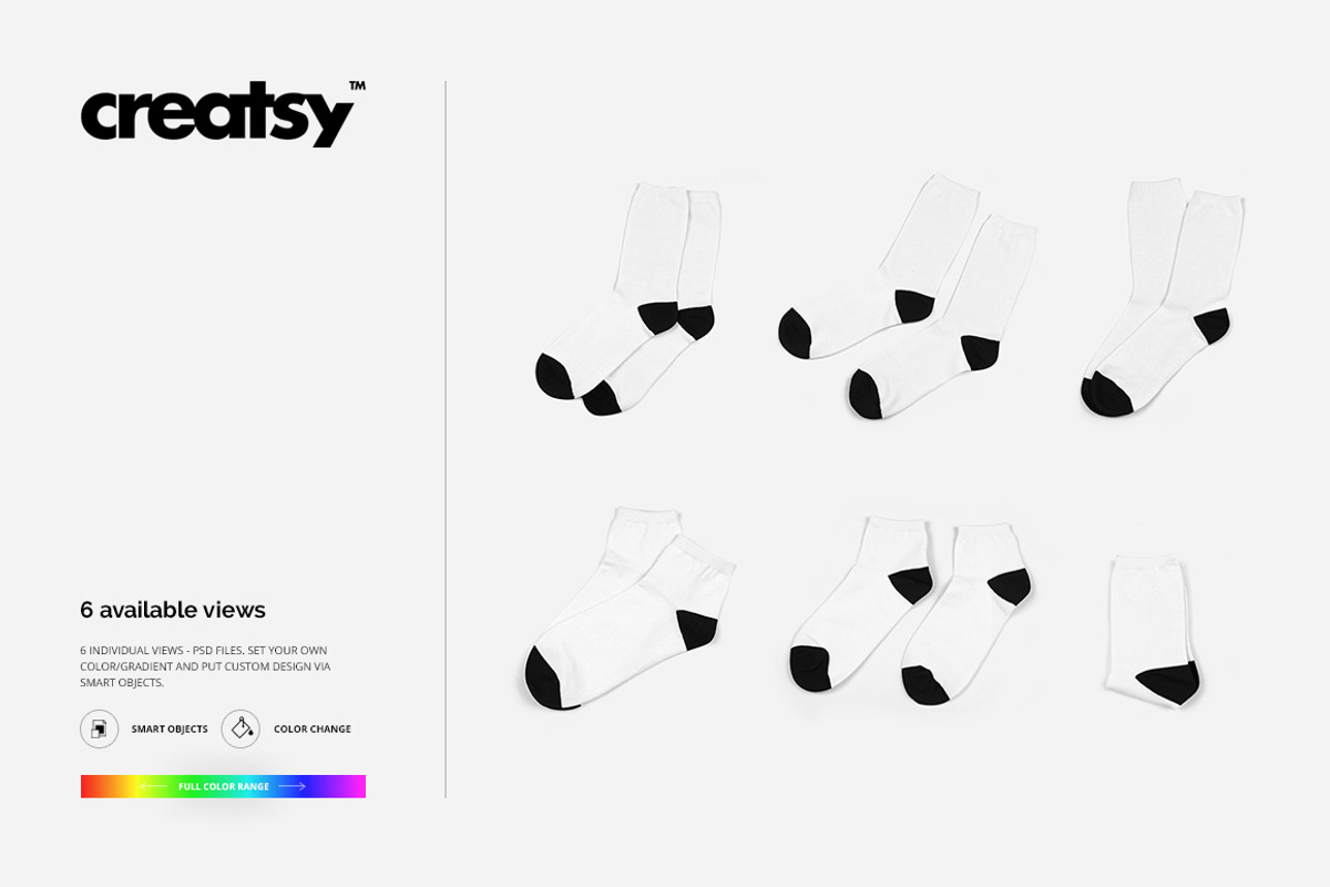 Sublimation Socks 2 Types Mockup Set, a Product Mockup by Creatsy