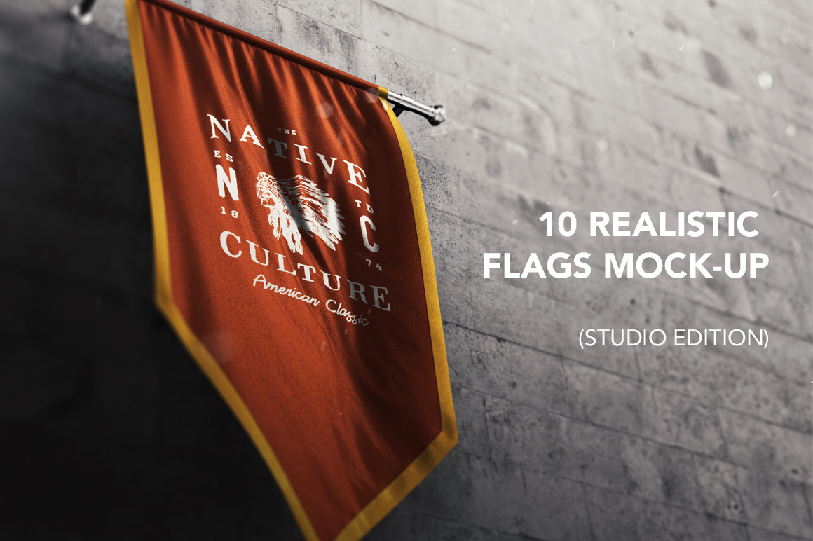 10 Realistic 3D Flags Mock-Up, a Product Mockup by GK Creative