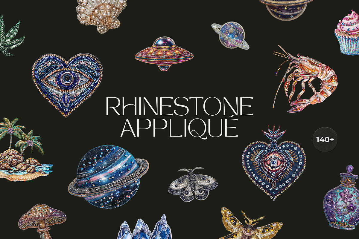 Rhinestone Appliqué Collage Patches