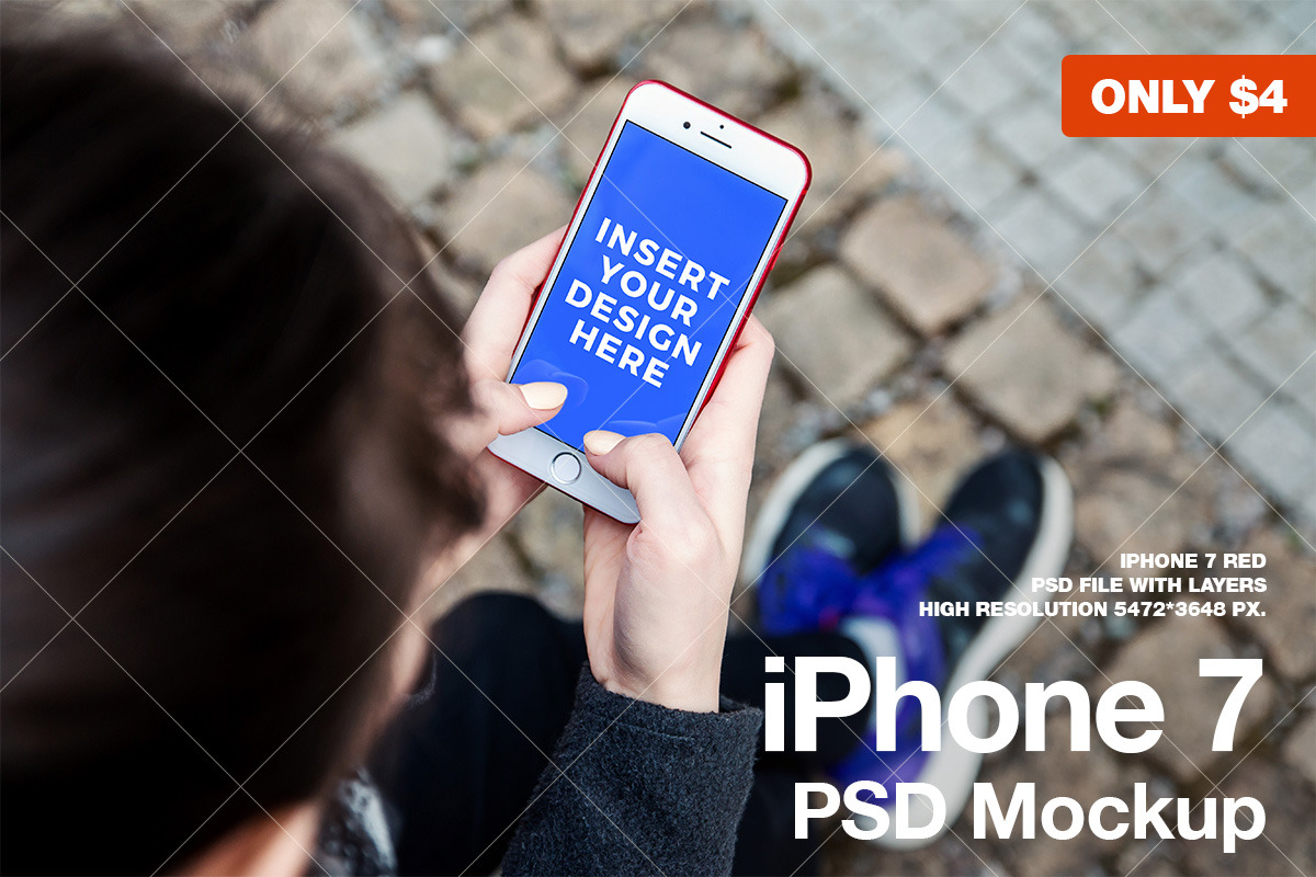 The Girl writes the message. Mockup, an iPhone Mockup by StartMockups.com