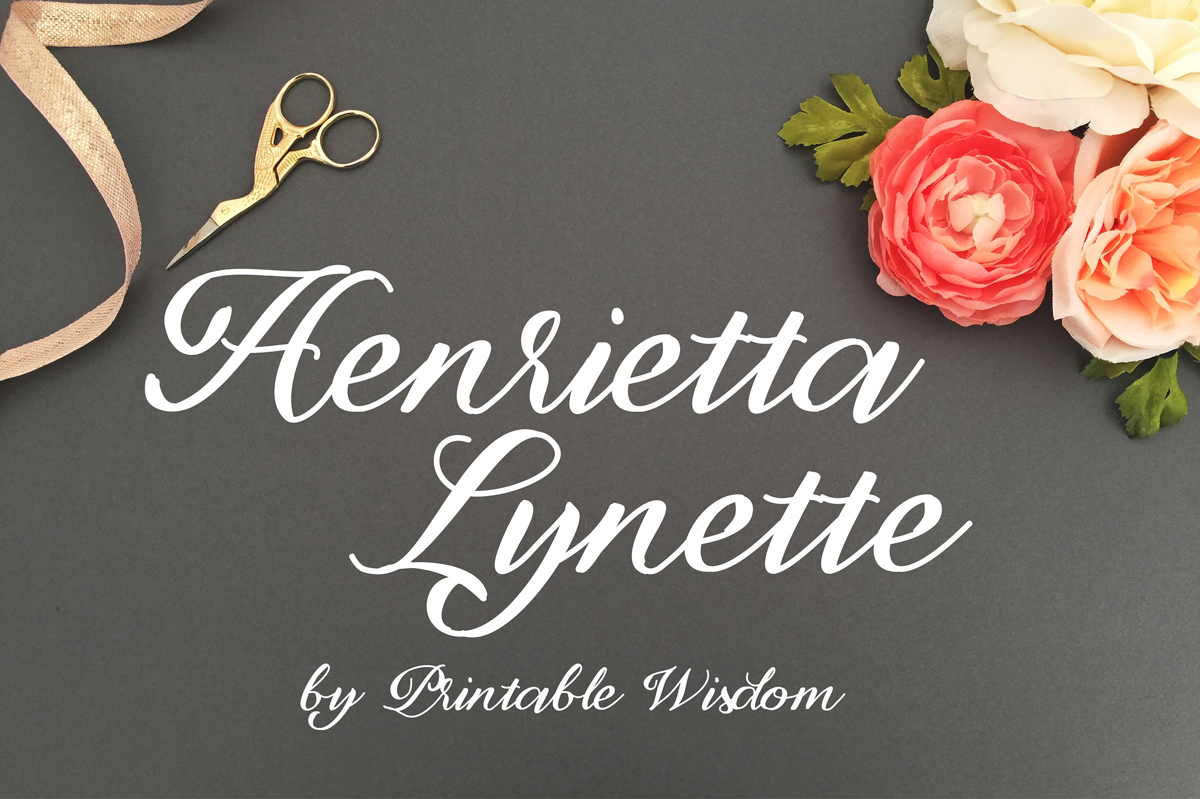 Henrietta Lynette Font, a Script Font by Printable Wisdom | Creative Market