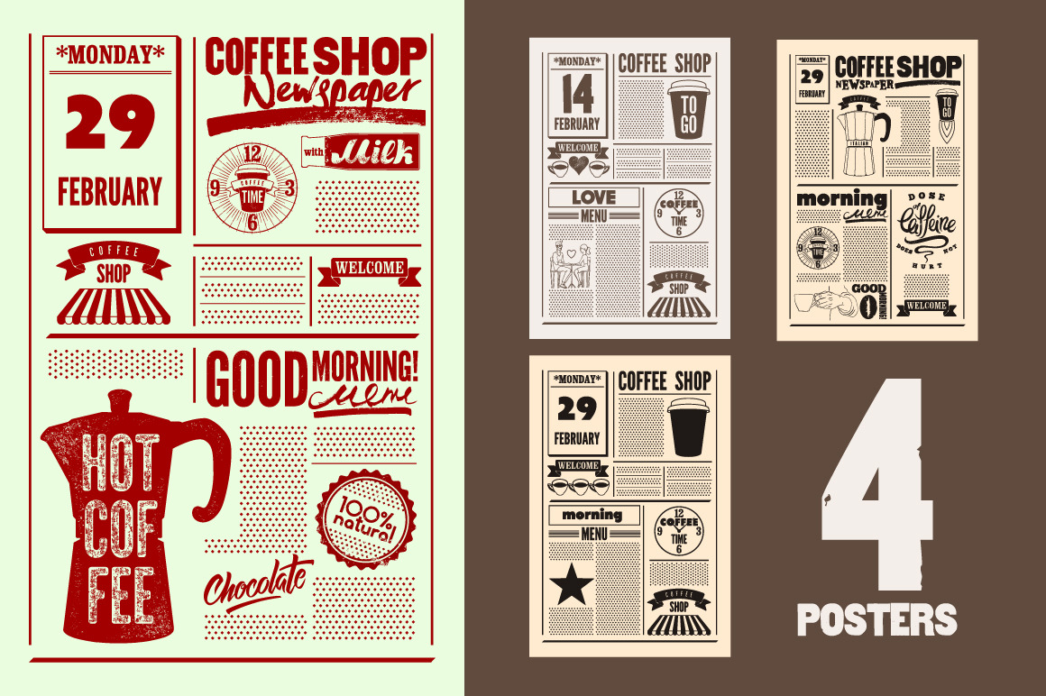 Coffee Shop vintage posters., a Decorative Illustration by PoPaShop