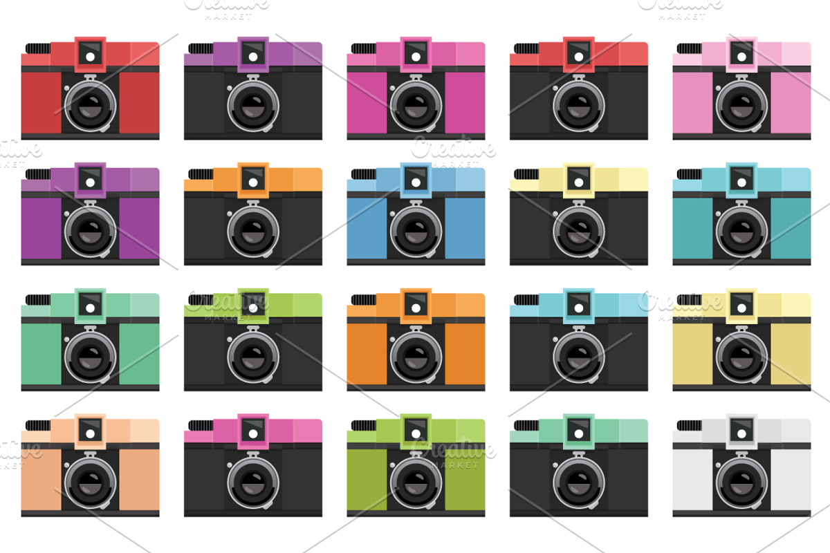 Retro Camera Clip Art Set, an Illustration by Running With Foxes