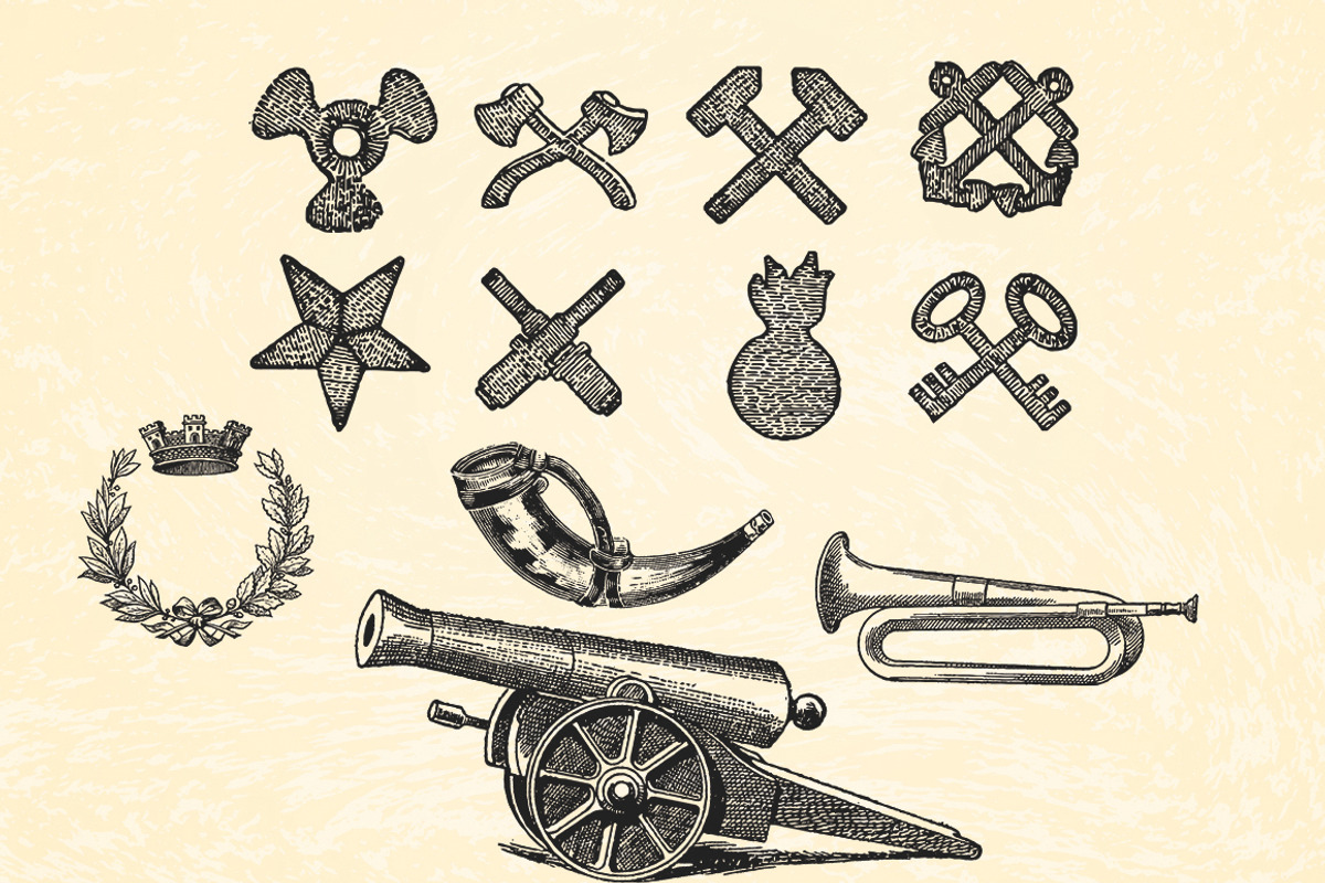 ARMAMENT - Vintage Illustration Pack, a Graphic by AndrewPixel