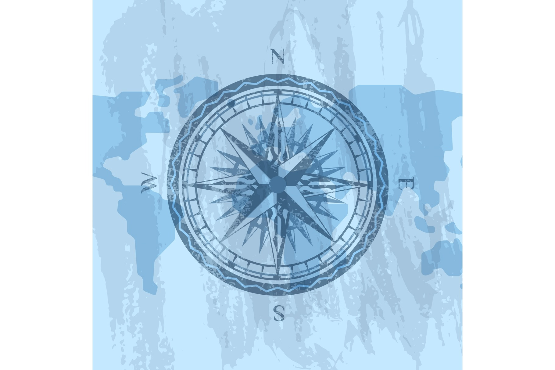 Vintage wind rose on background of world map, a Work Illustration by ...